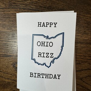 Happy Ohio Rizz Birthday Greeting Card | Funny Outline of Ohio Design ...