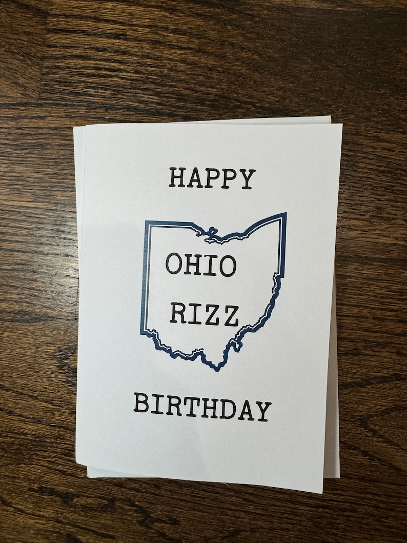 Happy Ohio Rizz Birthday Greeting Card | Funny Outline of Ohio Design ...