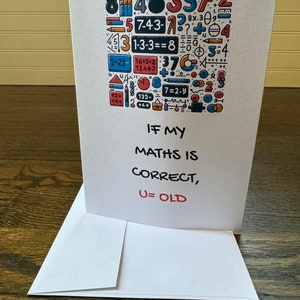 Funny Birthday Card Math U=OLD - Etsy