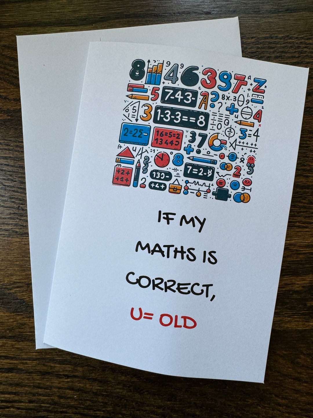 Funny Birthday Card Math U=OLD - Etsy