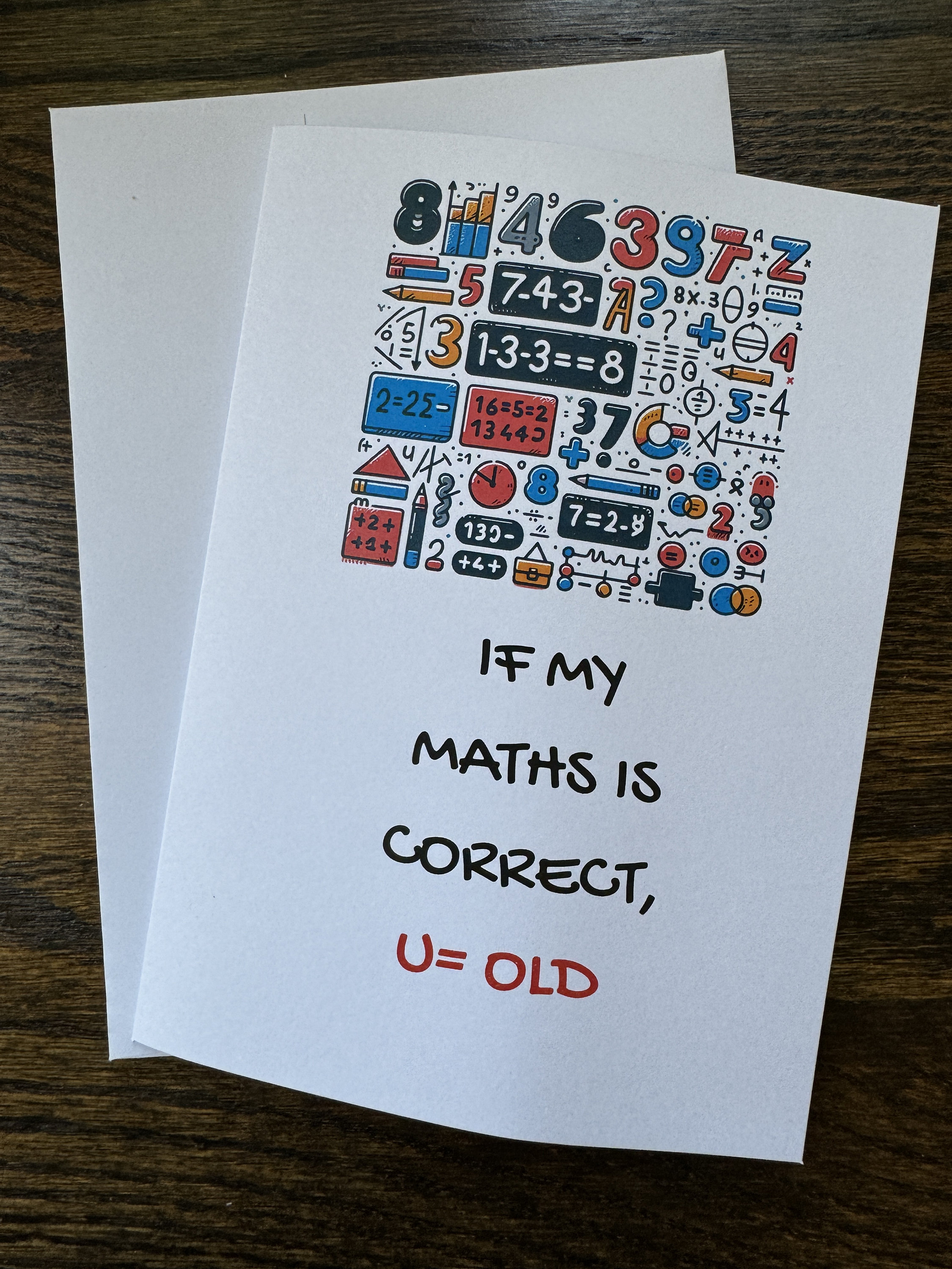 Funny Birthday Card Math U=OLD - Etsy