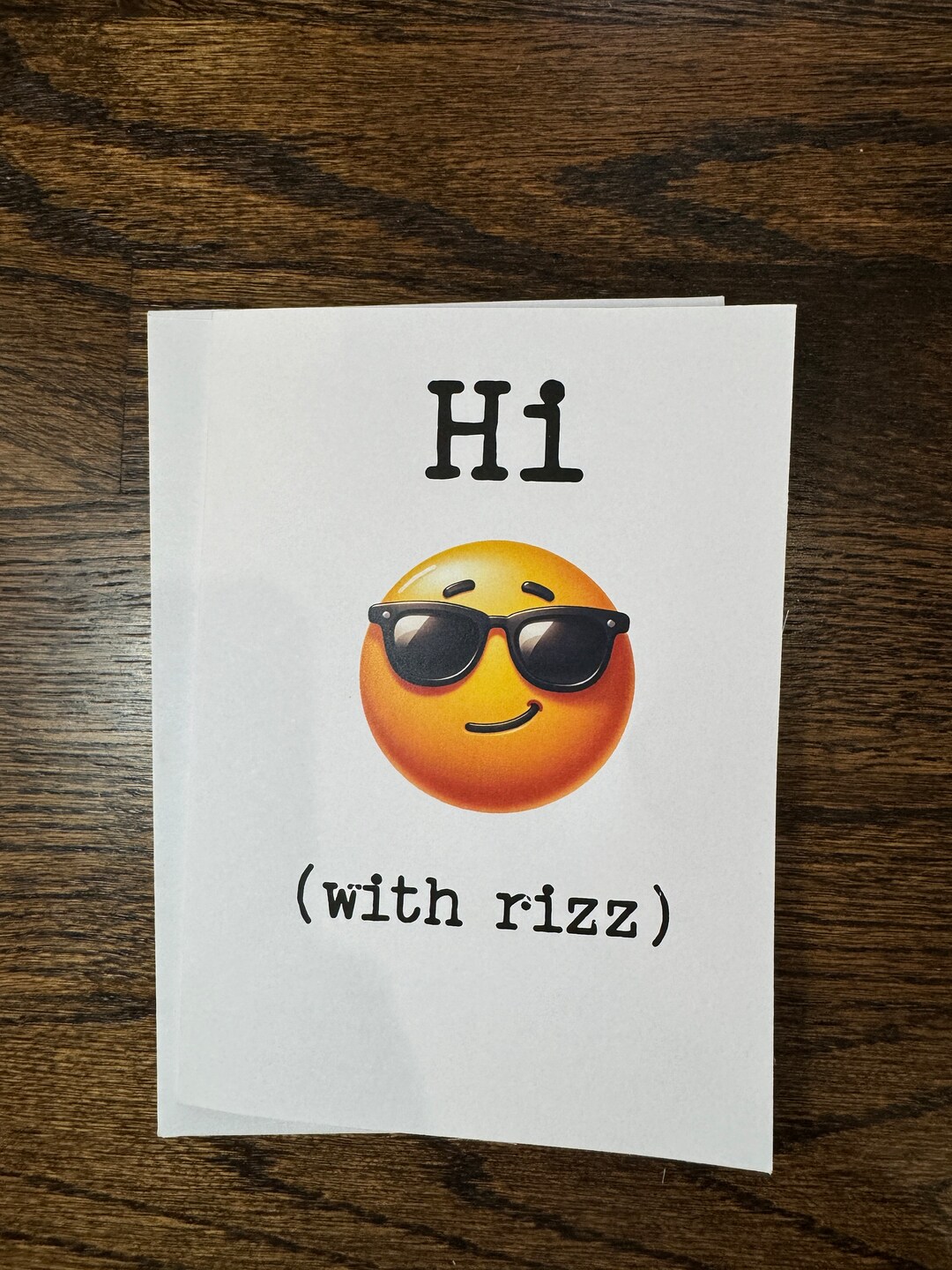 Hi With RIZZ Greeting Card | Trendy Emoji With Sunglasses | 5x7 Card ...