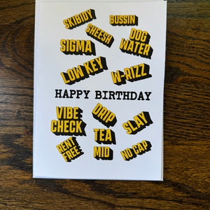 Trendy Birthday Greeting Card With Gen Z/alpha Phrases - W Rizz, Sigma ...