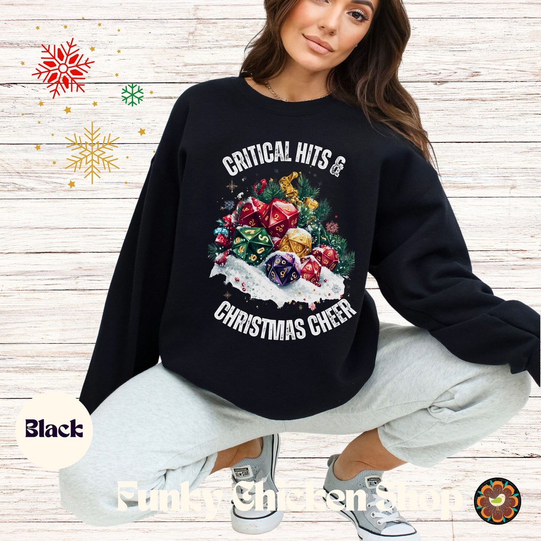 Dnd Sweatshirt, Critical Hits & Christmas Cheer, Gift for Board Game ...