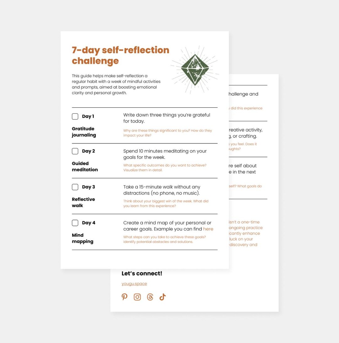 7-day Self-reflection Challenge | Personal Development Checklist ...