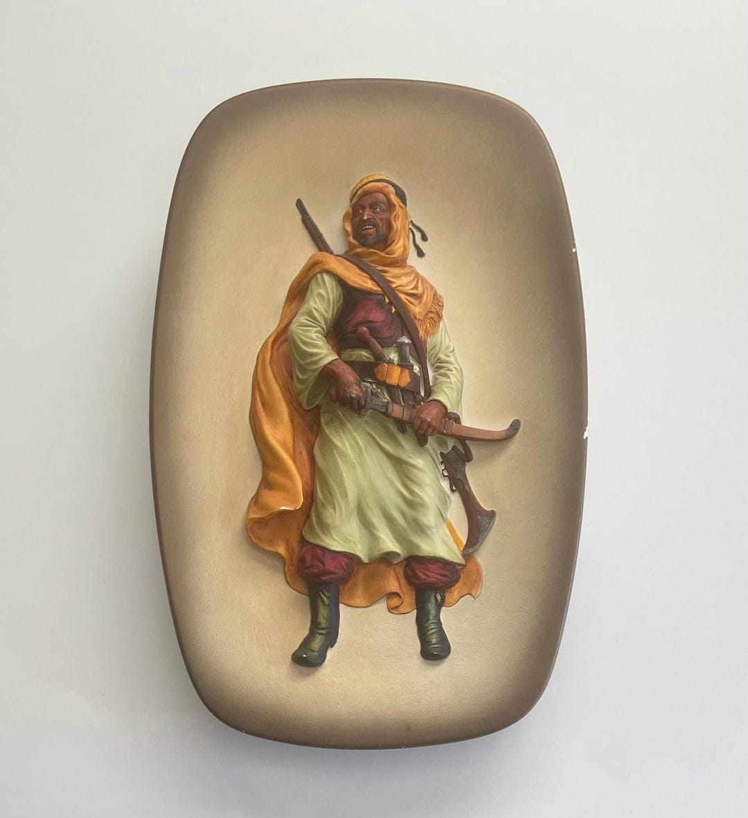 1959 W.H. Bossons Made in England Hand Painted Wall Plaque Arab Soldier ...