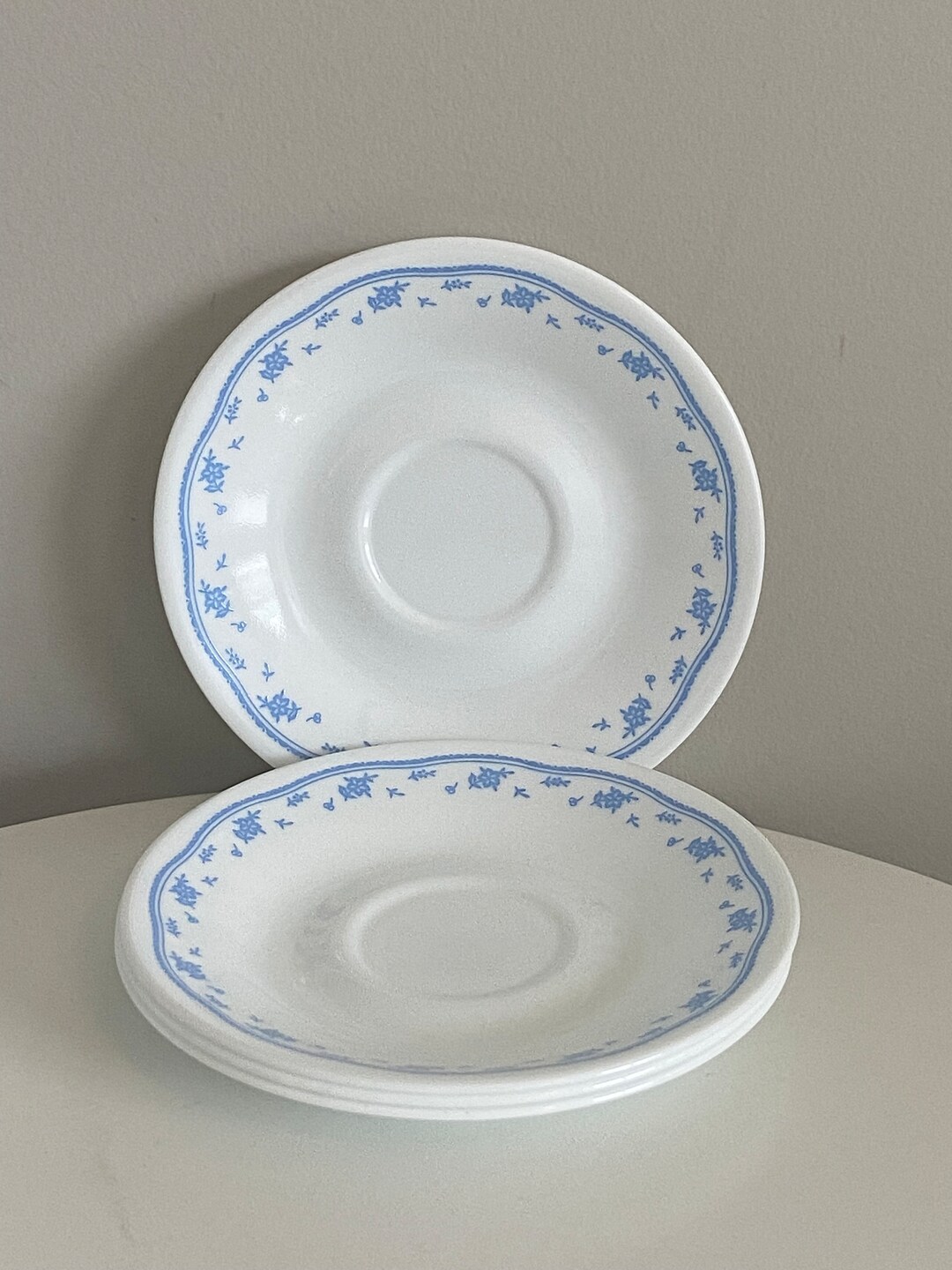 Corelle Morning Blue Vintage Saucer Plates 6.25 Set of 4 Made in USA - Etsy