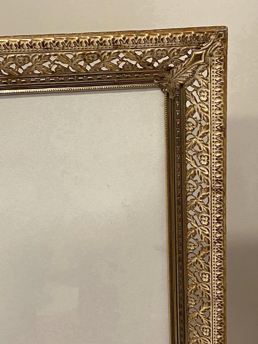 Large Vintage Gold Floral Design Metal Filigree Picture Frame 13 X 16 ...