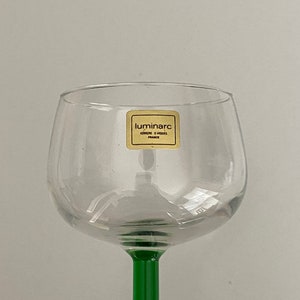 Luminarc Mid Century French Stemware Glassware Barware Clear and Green ...
