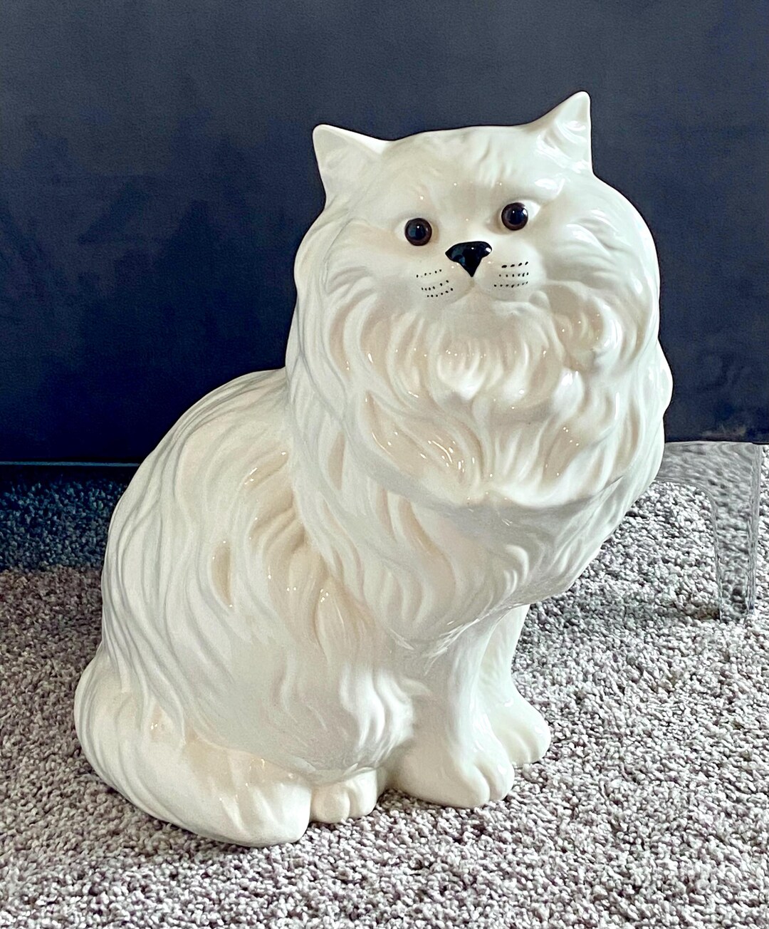 Vintage White Persian Cat Statue Ceramic, Seated 14” Tall - Etsy