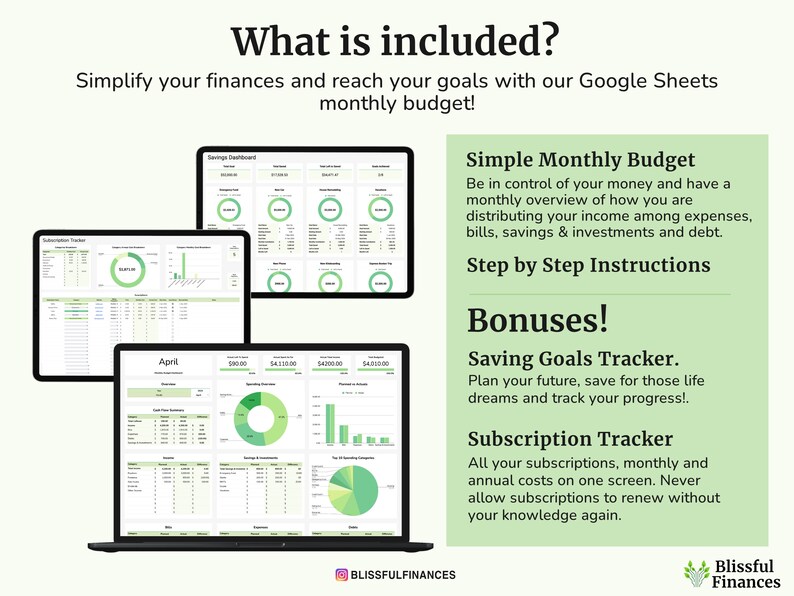 Monthly Budget Spreadsheet Template, Financial Planner, Google Sheet ...