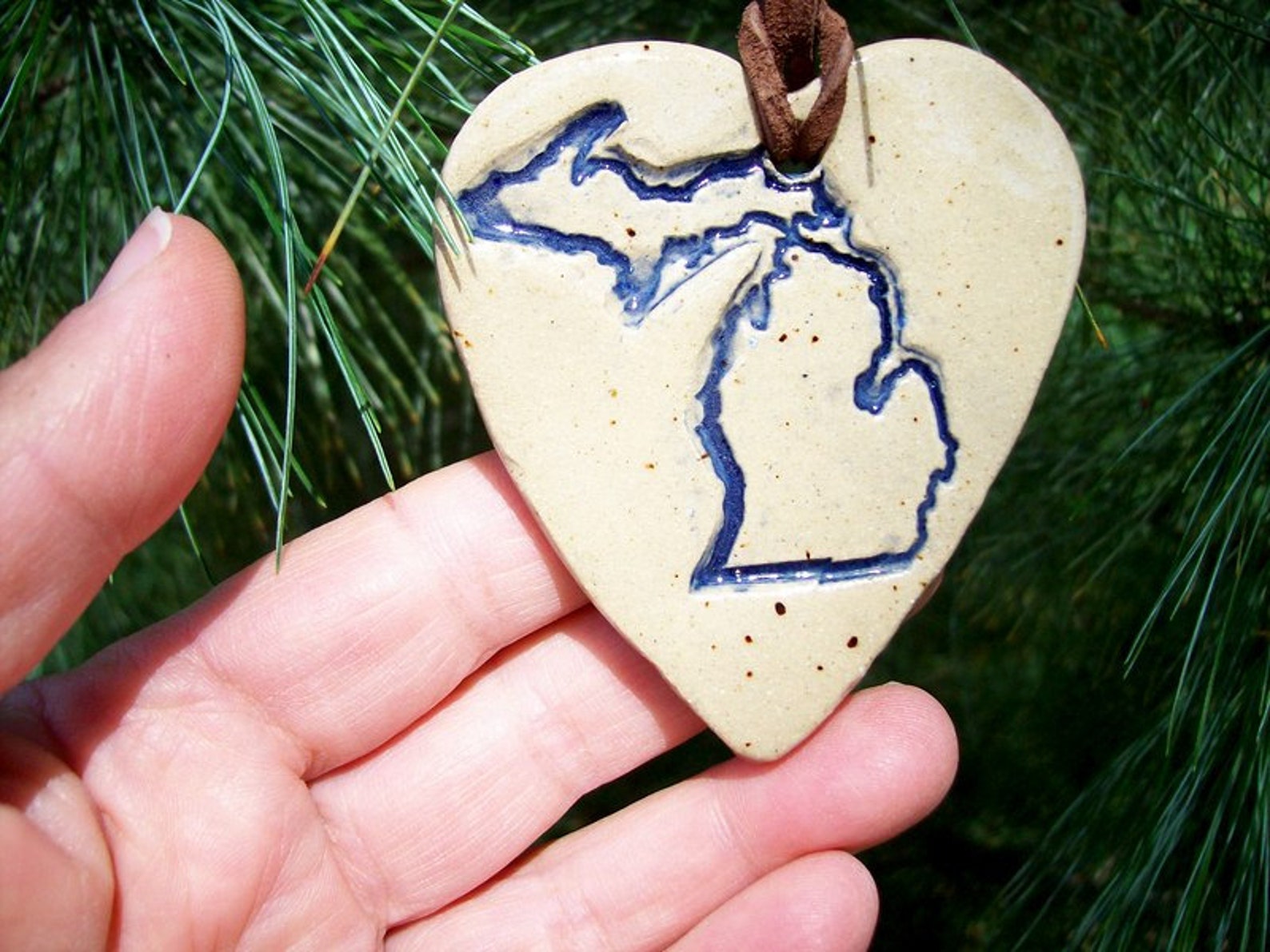 Love Michigan Pottery Ornaments/ Heart Michigan Handmade | Etsy