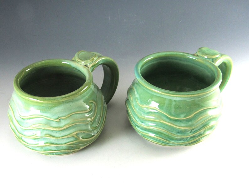 SET OF 2 Hand Made Pottery Wave Mug/ocean Pottery Coffee - Etsy