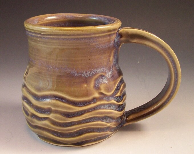 Hand Made Pottery Wave Mug/blue Pottery Coffee Mug/cup 8 OUNCES - Etsy