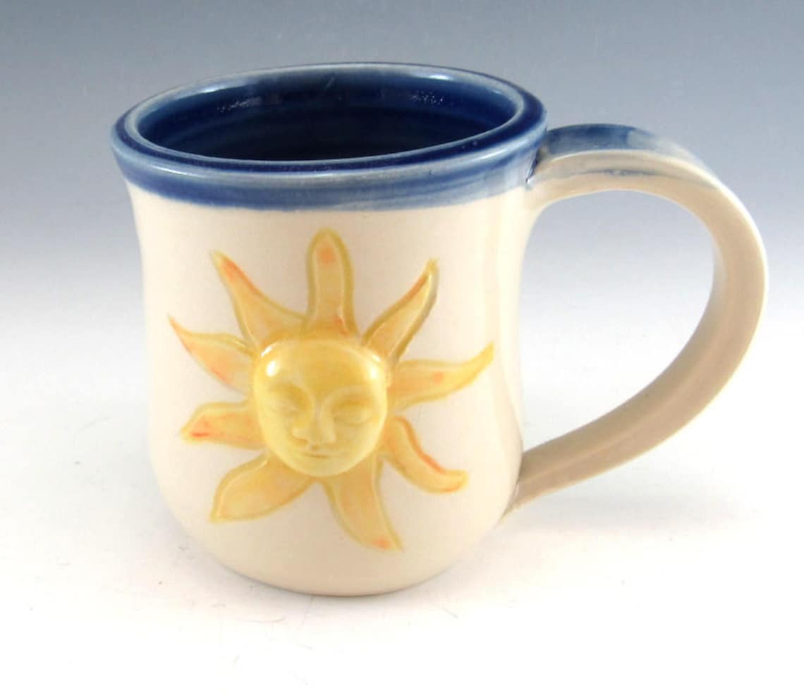 Coffee Mug/ceramic Mug/ Pottery Sunshine Cup/pottery Sun Face - Etsy