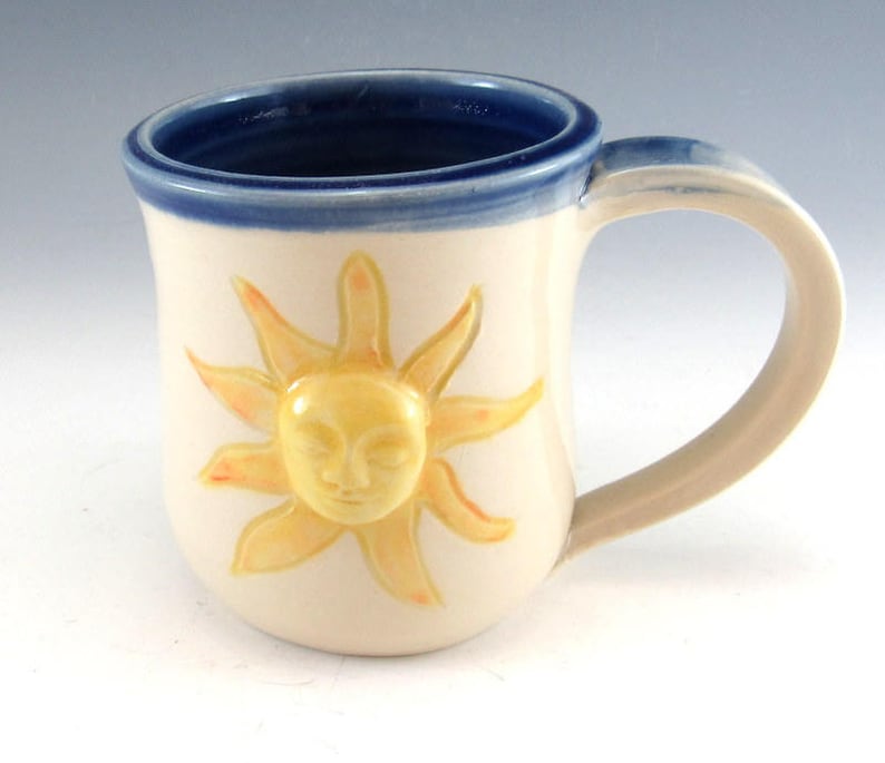 Coffee Mug/ceramic Mug/ Pottery Sunshine Cup/pottery Sun Face Mug/8-10 ...