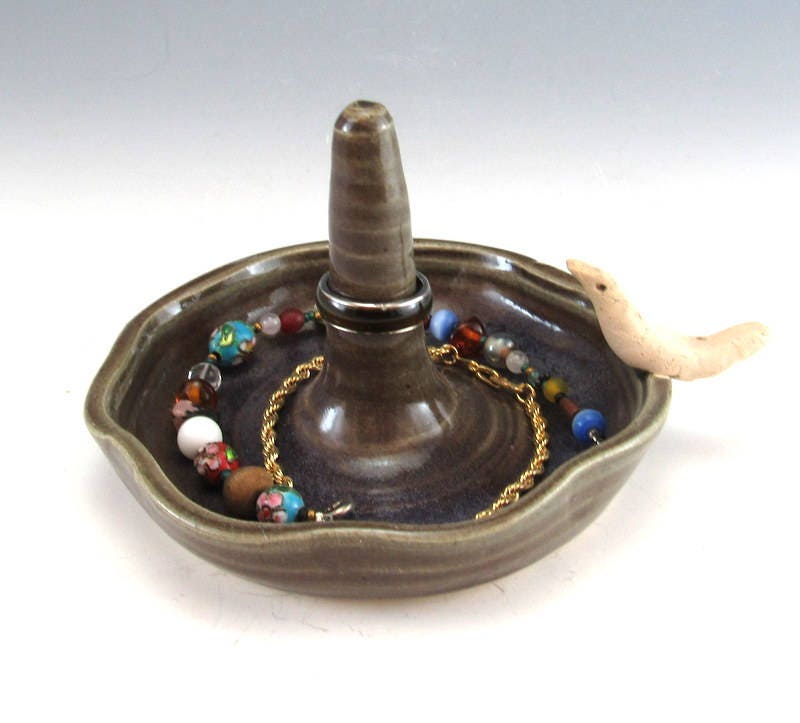 Hand Made Pottery Ring Holder/Jewelry Holder with Bird | Etsy