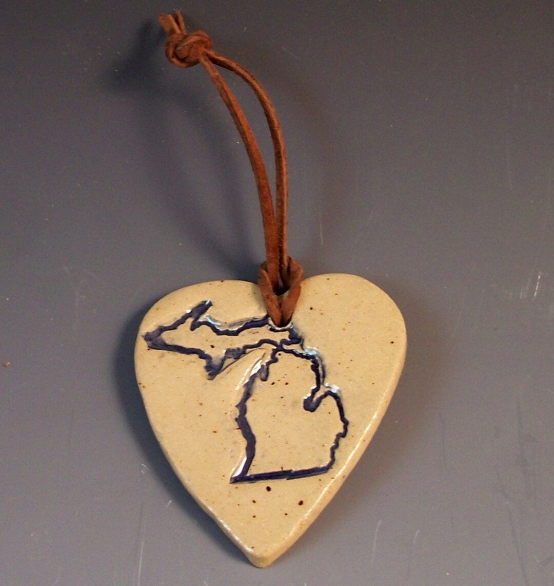 Love Michigan Pottery Ornaments/ Heart Michigan Handmade - Etsy