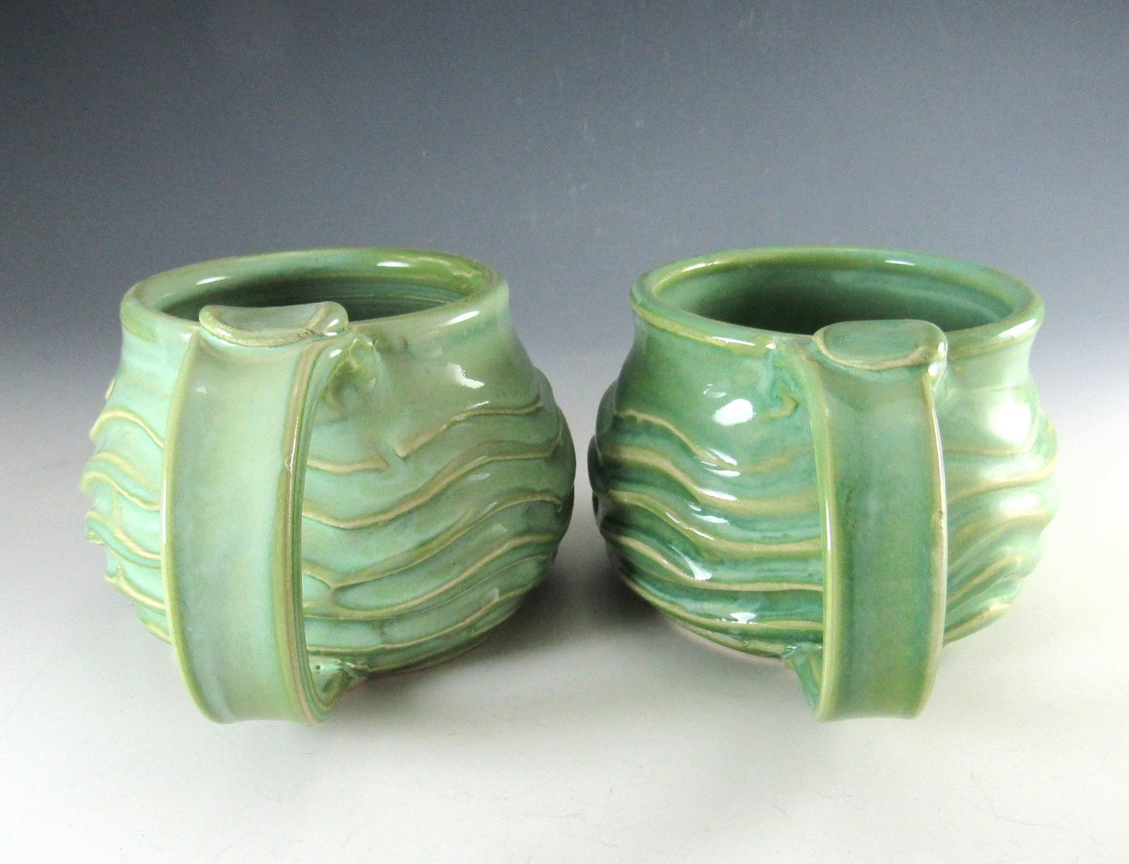 SET OF 2 Hand Made Pottery Wave Mug/ocean Pottery Coffee - Etsy