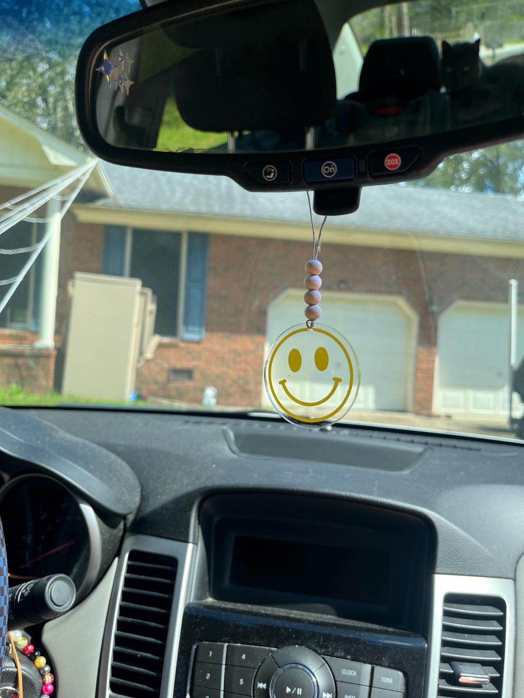 Rear View Mirror Car Charm: Smiley Face - Etsy