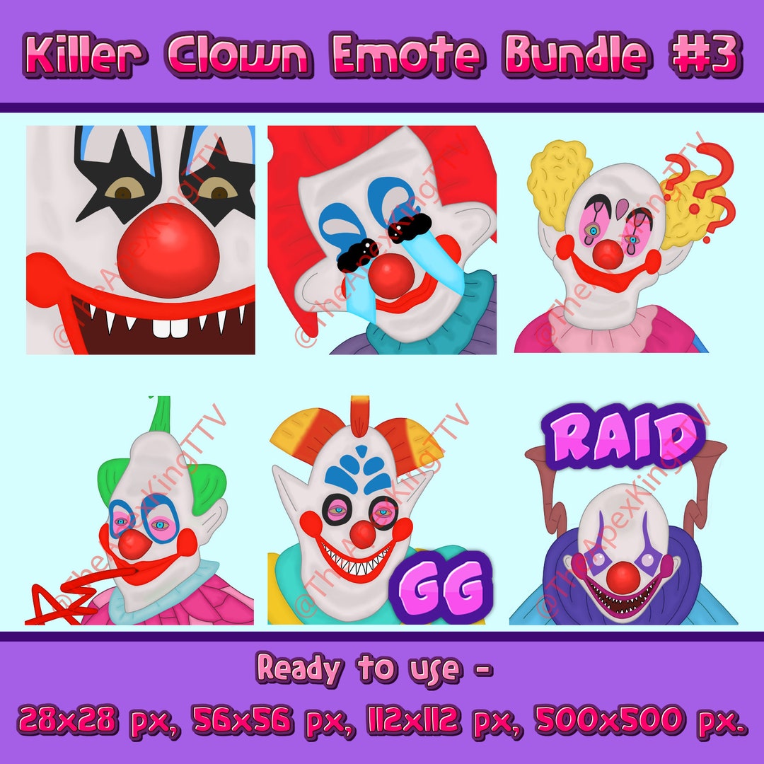 Killer Clowns Emote Bundle 3, Twitch Emote, Kick Emote, Discord Emote ...