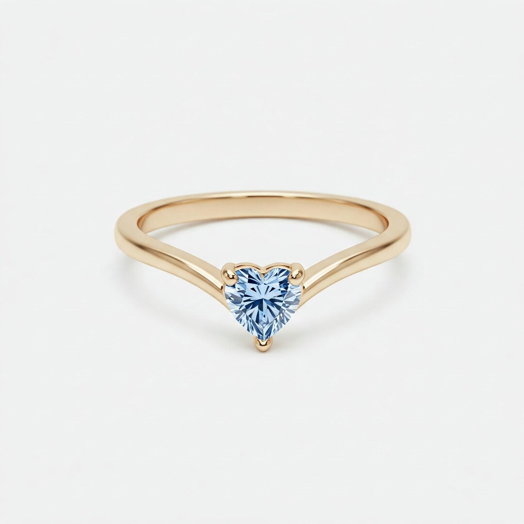 Chevron V Shape Diamond Ring | Heart Cut Engagement Ring | Minimalist ...
