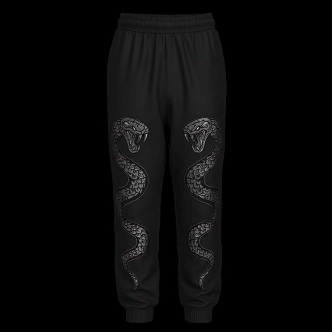 Black Sweatpants With Snake Art Design - Etsy
