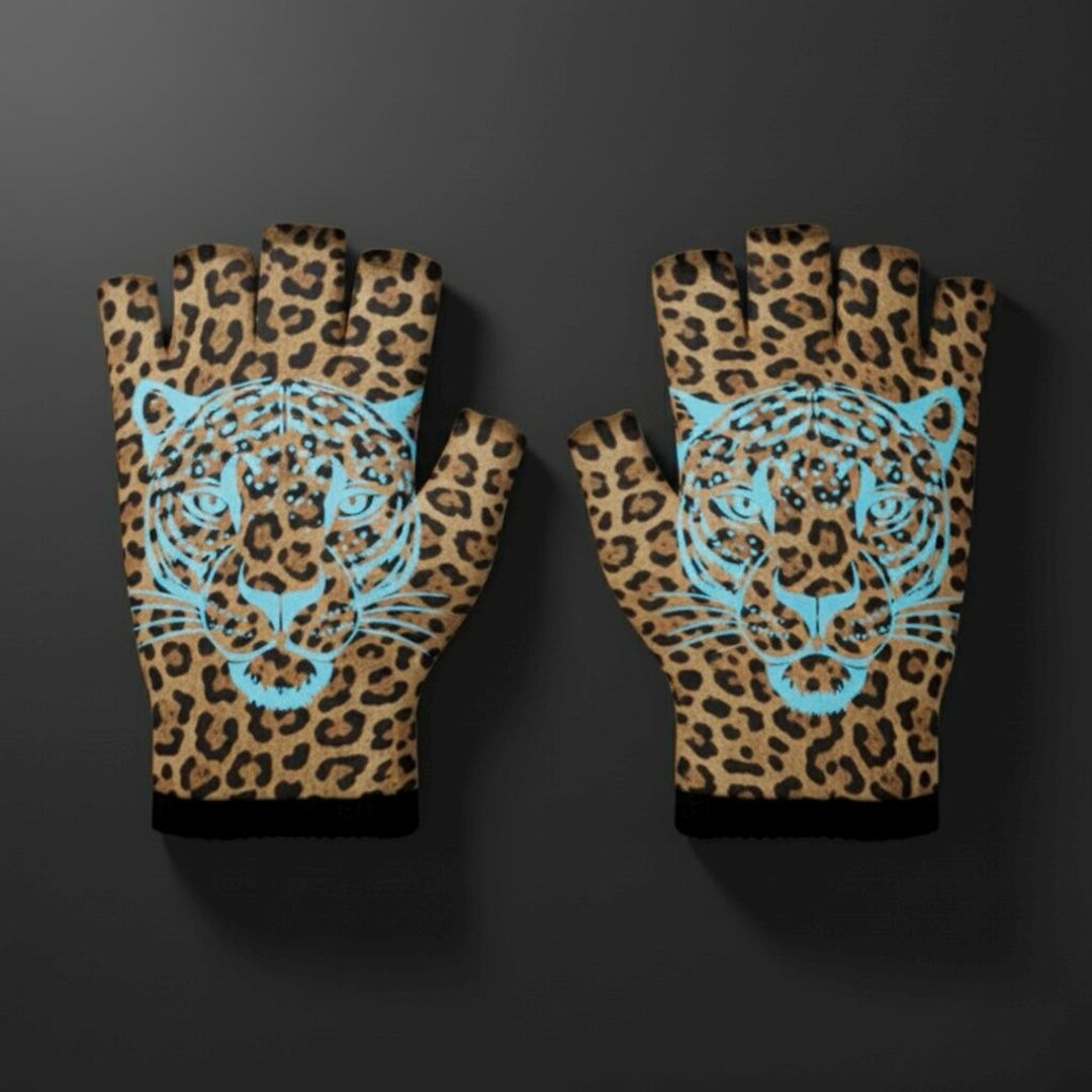 Leopard & Cyan Streetwear Gloves - Etsy