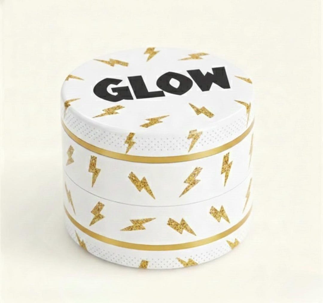 Glow Logo Grinder in White With Gold Lightnings - Etsy