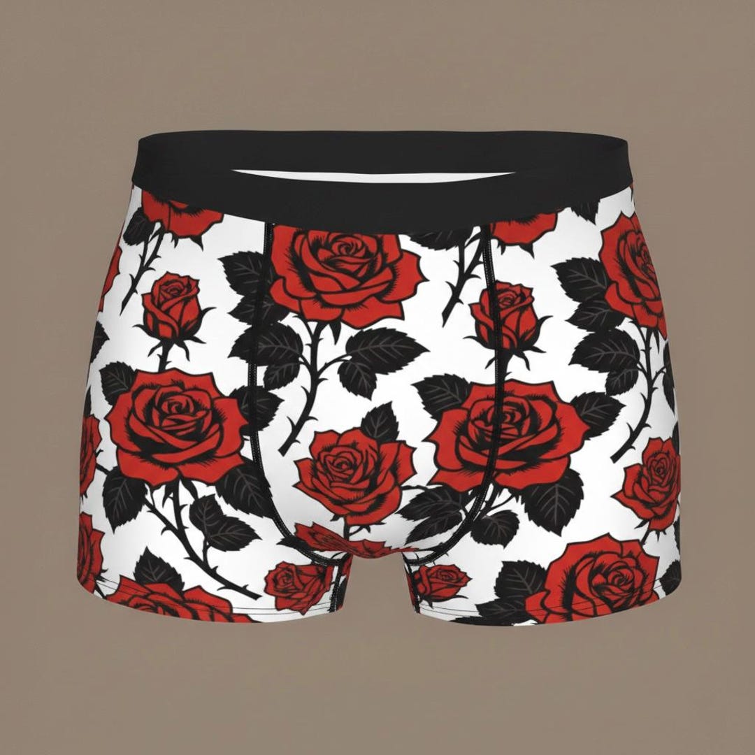 Mens Goth Rose Motif Boxer Briefs - Etsy