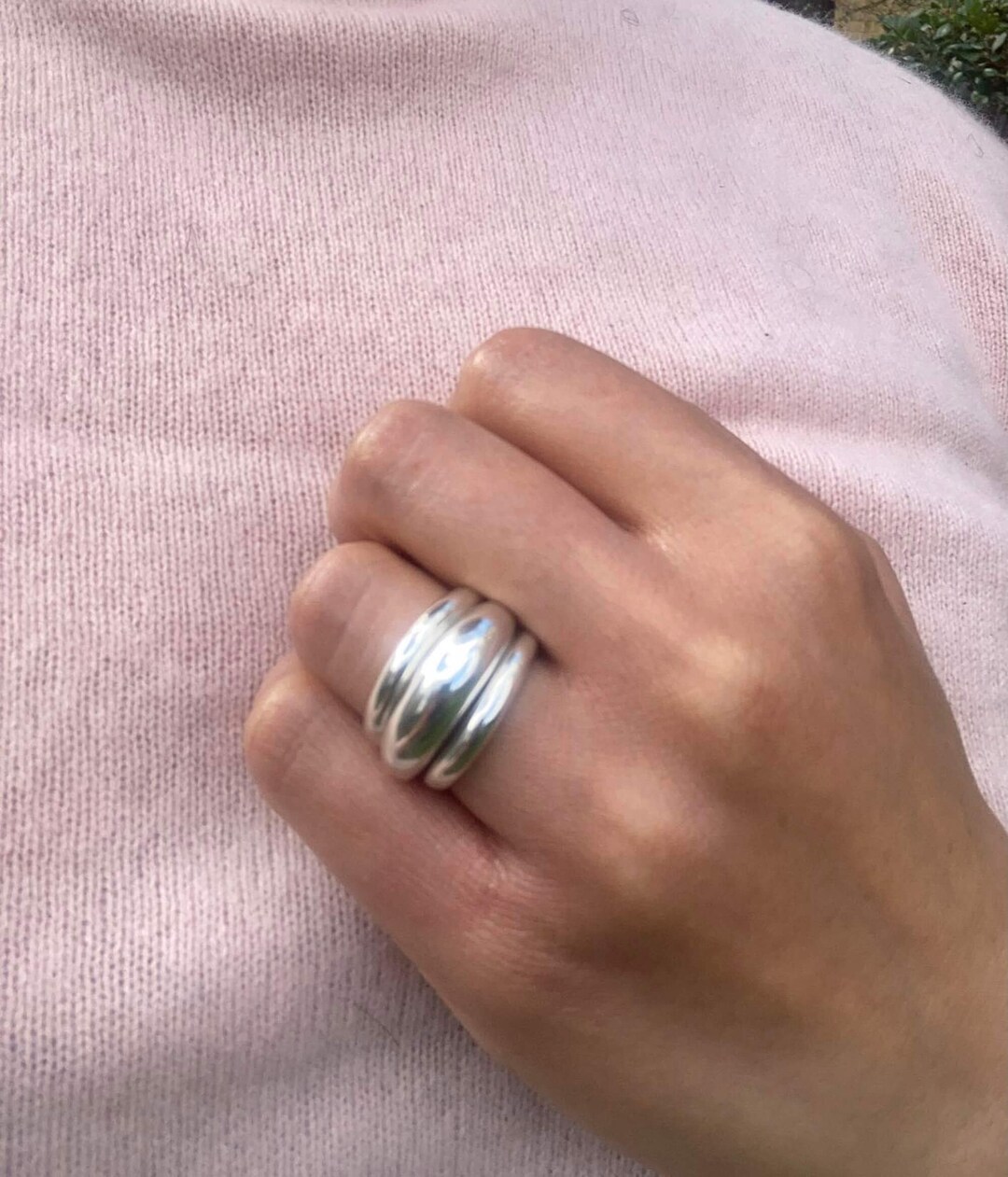 Triple Stacked Solid Silver Bombe Rings. Recycled Sterling Silver ...