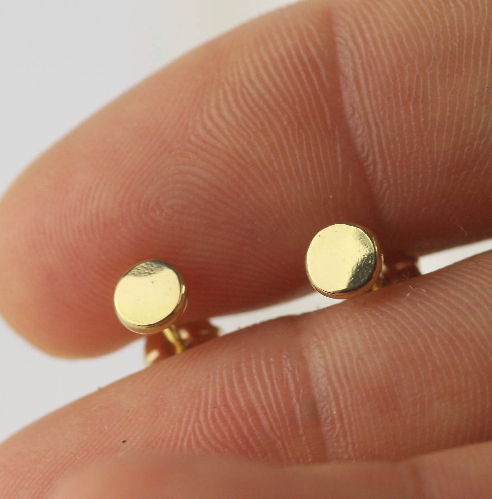Dainty 18ct Gold Stud Earrings. Minimal Delicate Studs. Small | Etsy