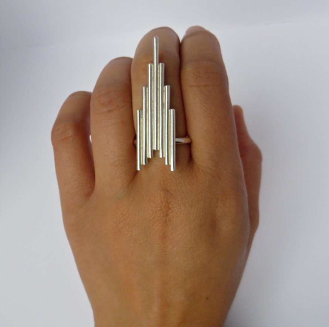 Sterling Silver Art Deco Ring. Statement Ring. Unique Rings. | Etsy