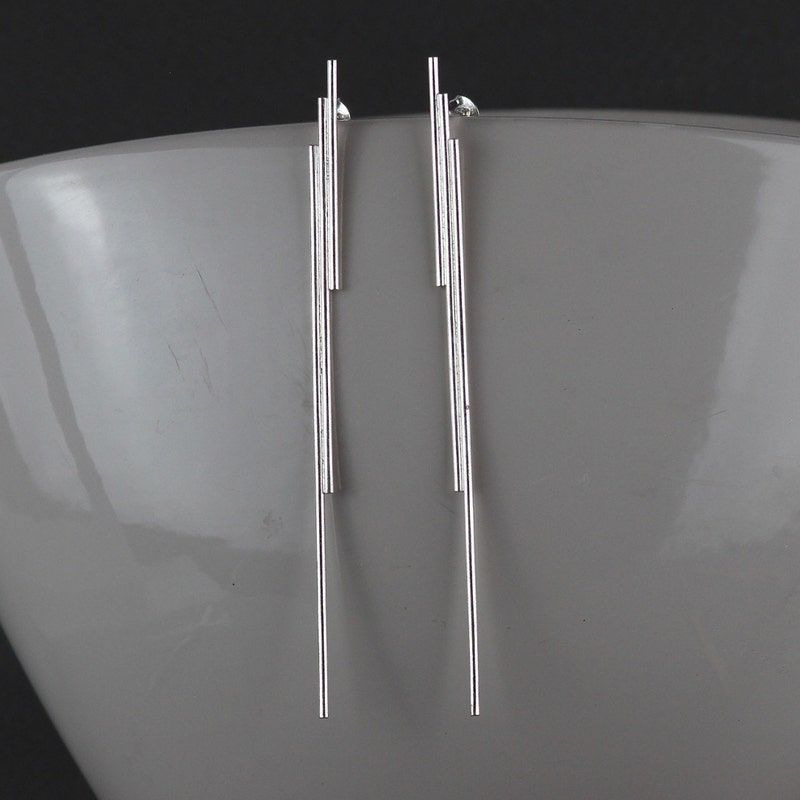 Silver Line Earrings - Etsy