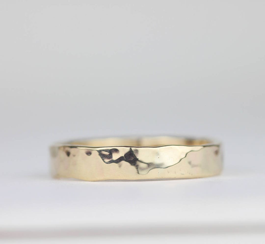 Mens Wedding Band. Hammered 9ct Gold Ring. Modernist Jewelry. - Etsy