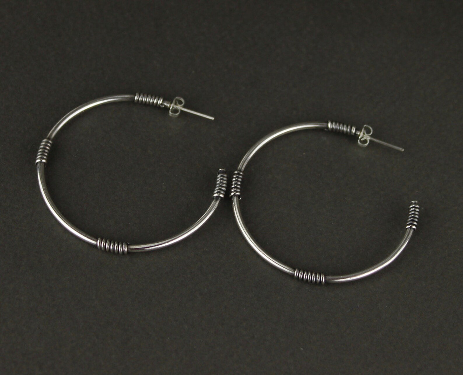 Large Sterling Silver Hoops. Big Silver Earrings. Tribal | Etsy