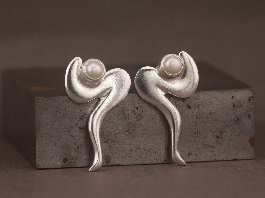 Silver Freshwater Pearl Surrealist Legs Earrings - Etsy