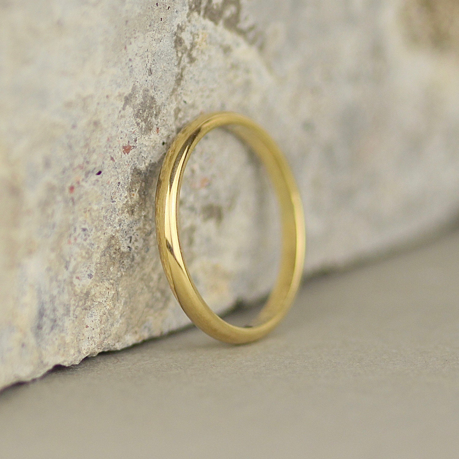 Recycled 18ct Gold Simple Wedding Band. 2mm D Shape Gold Wedding Ring ...