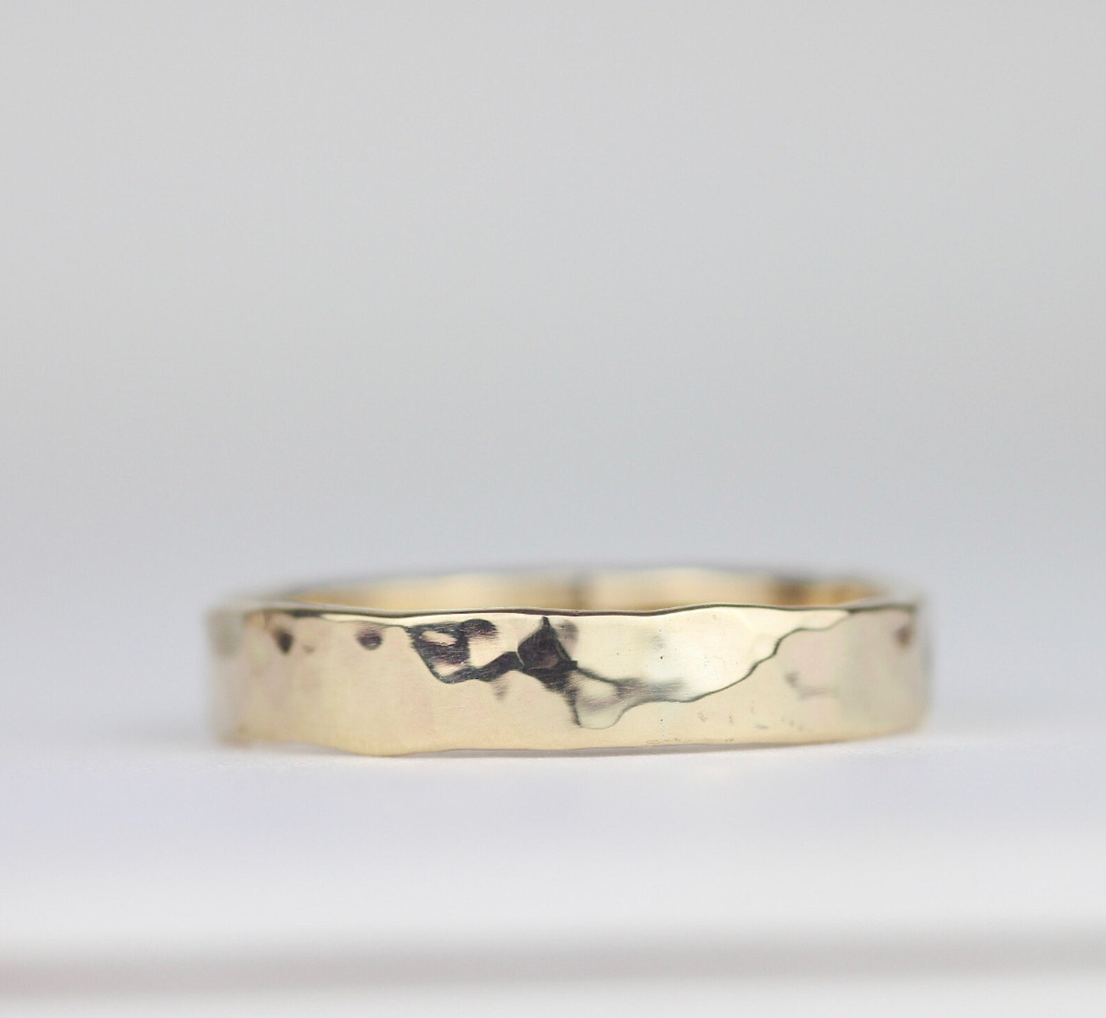 Rustic Recycled Wedding Band Set. Hammered 9ct Gold Matching | Etsy