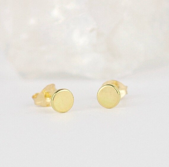 Dainty 18ct Gold Stud Earrings. Minimal Delicate Studs. Small Gold Bridal Earrings. Etsy