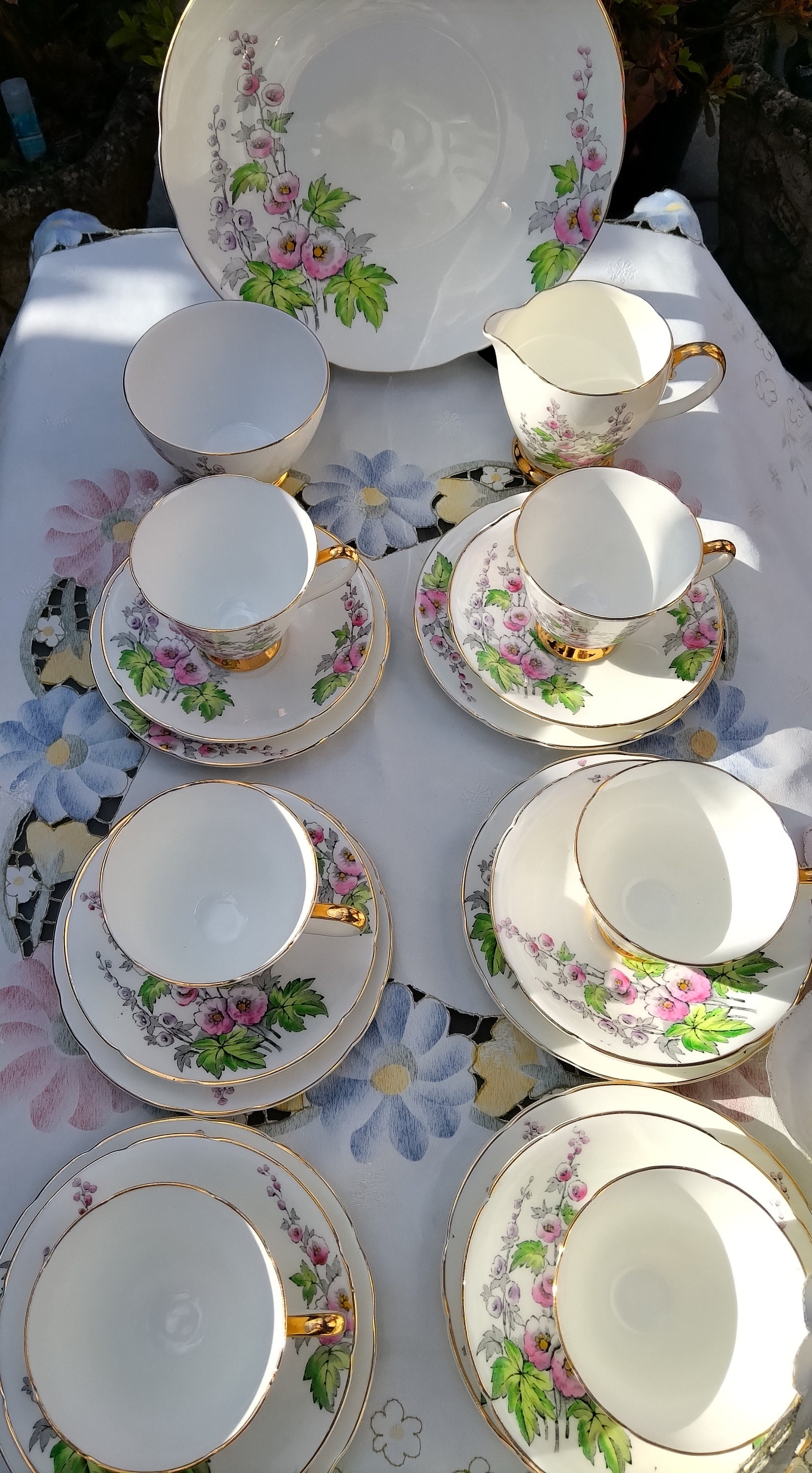 Art Deco 1930 Old Royal Holly Hocks Design 21 Piece Tea Set Perfect ...