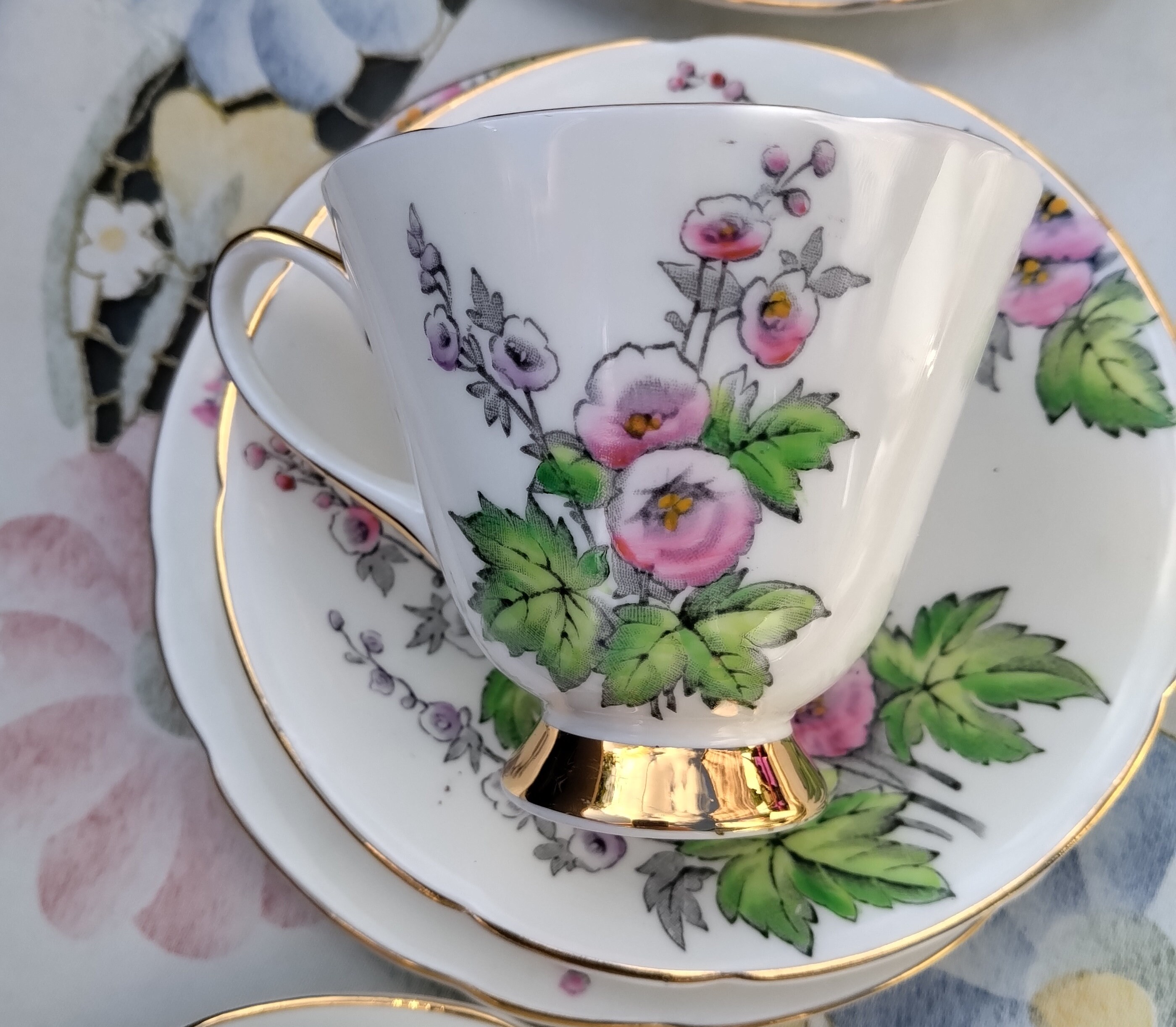 Art Deco 1930 Old Royal Holly Hocks Design 21 Piece Tea Set Perfect ...