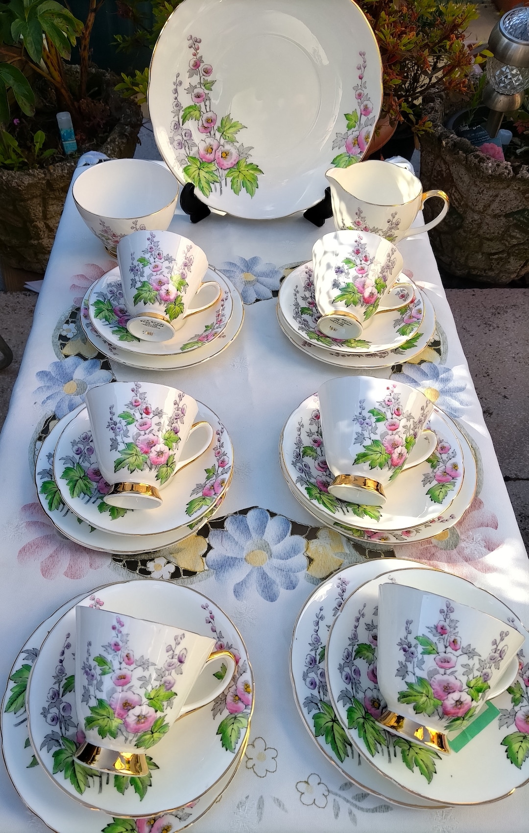 Art Deco 1930 Old Royal Holly Hocks Design 21 Piece Tea Set Perfect ...