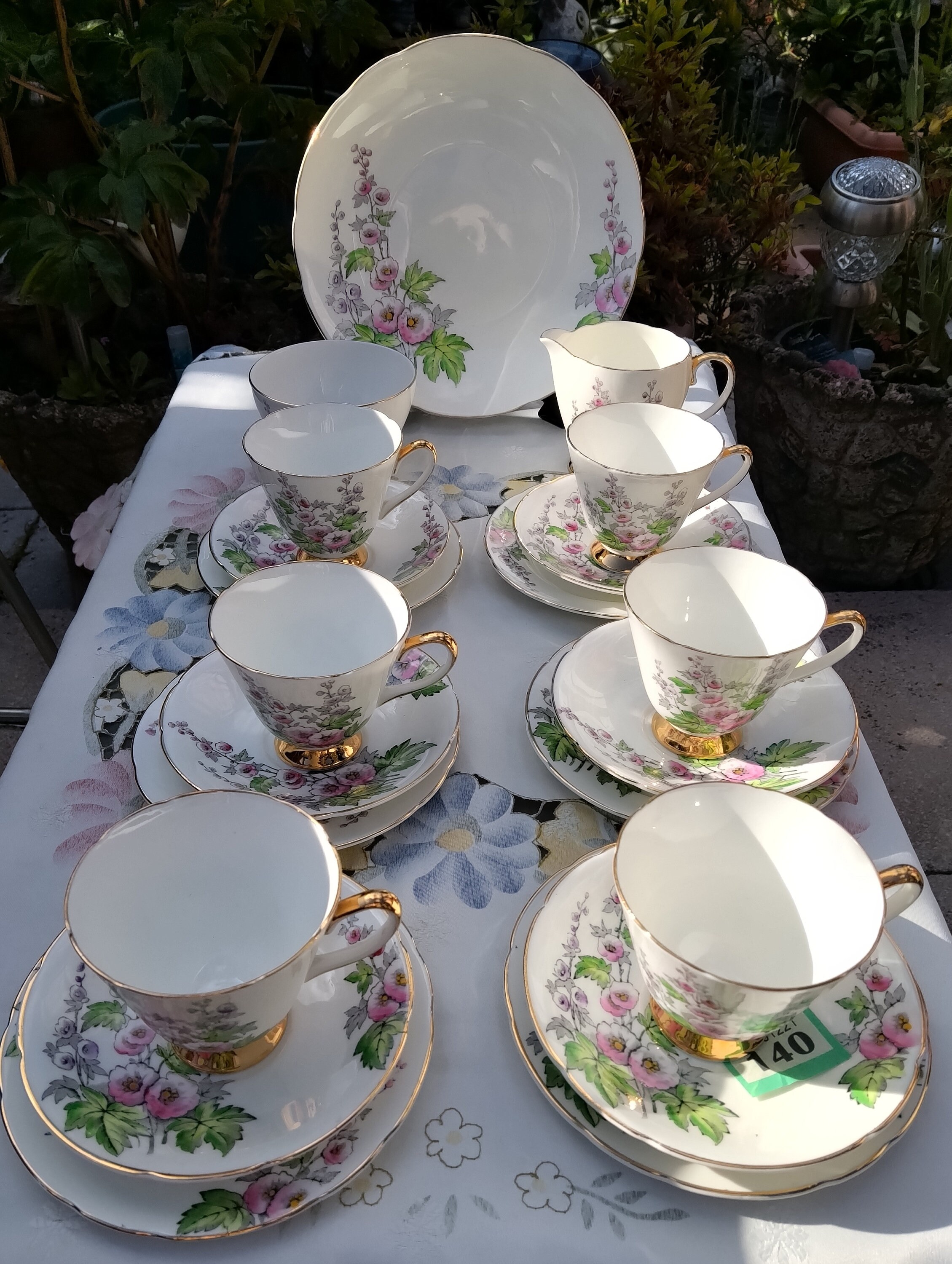 Art Deco 1930 Old Royal Holly Hocks Design 21 Piece Tea Set Perfect ...