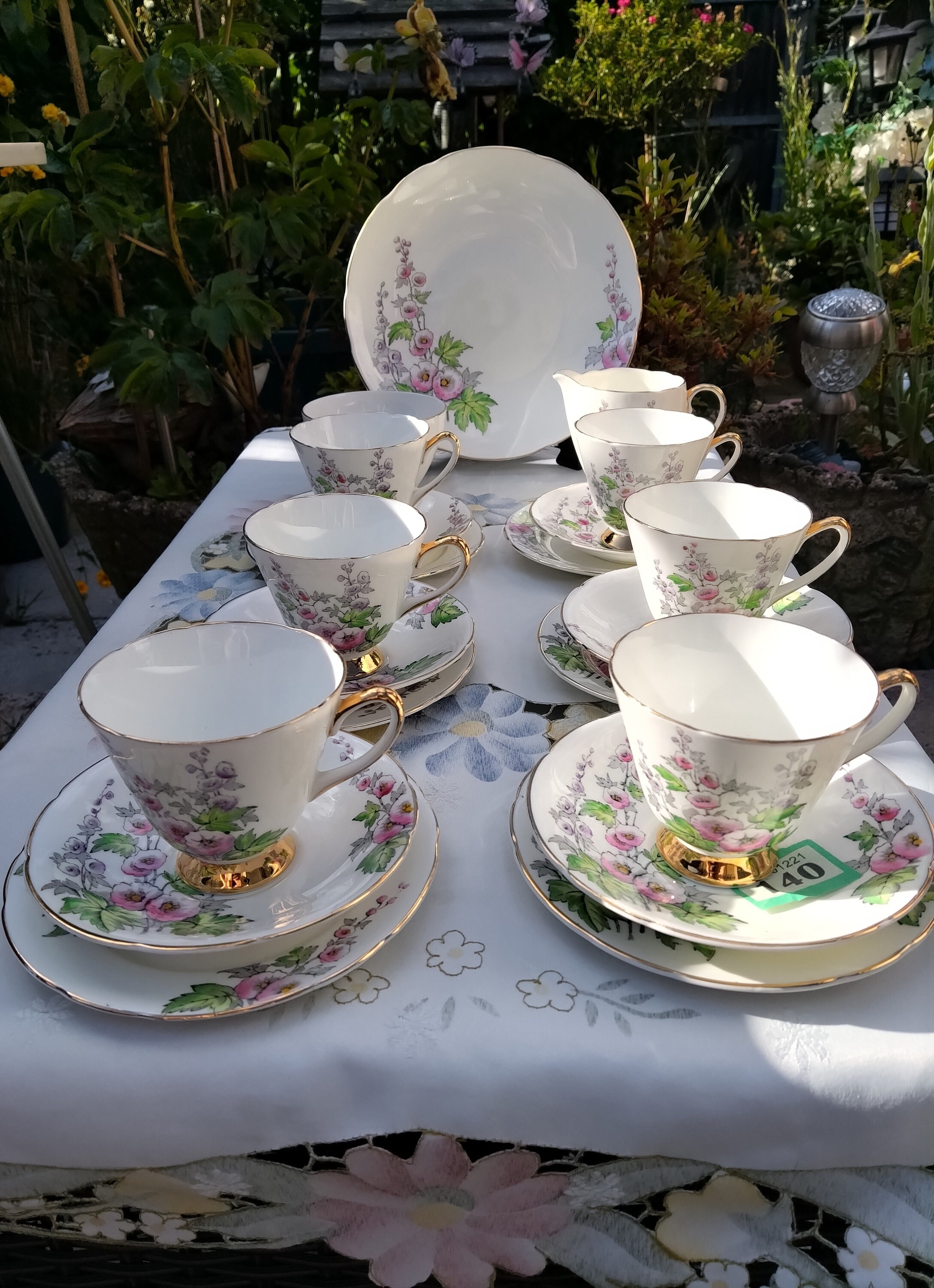 Art Deco 1930 Old Royal Holly Hocks Design 21 Piece Tea Set Perfect ...