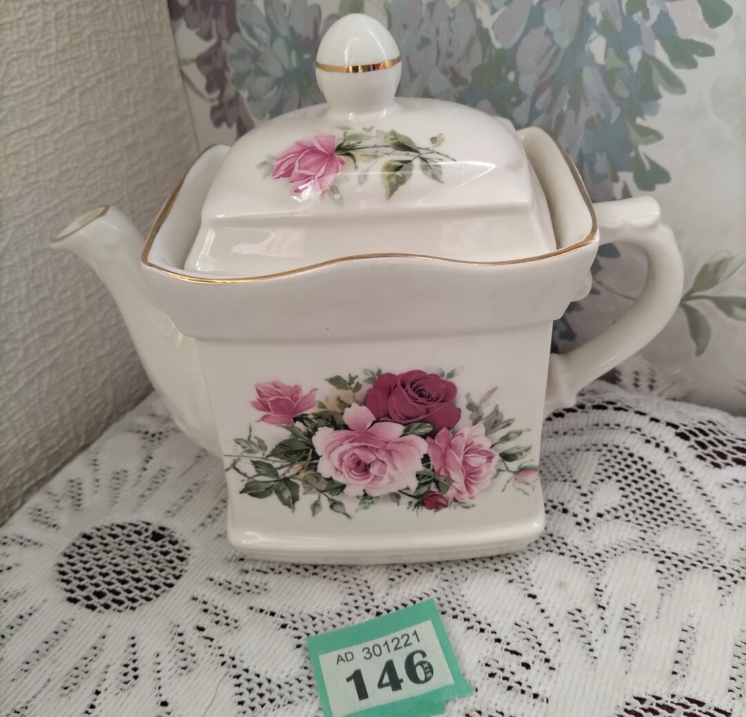 Vintage Tea Pot Roses Design - Etsy