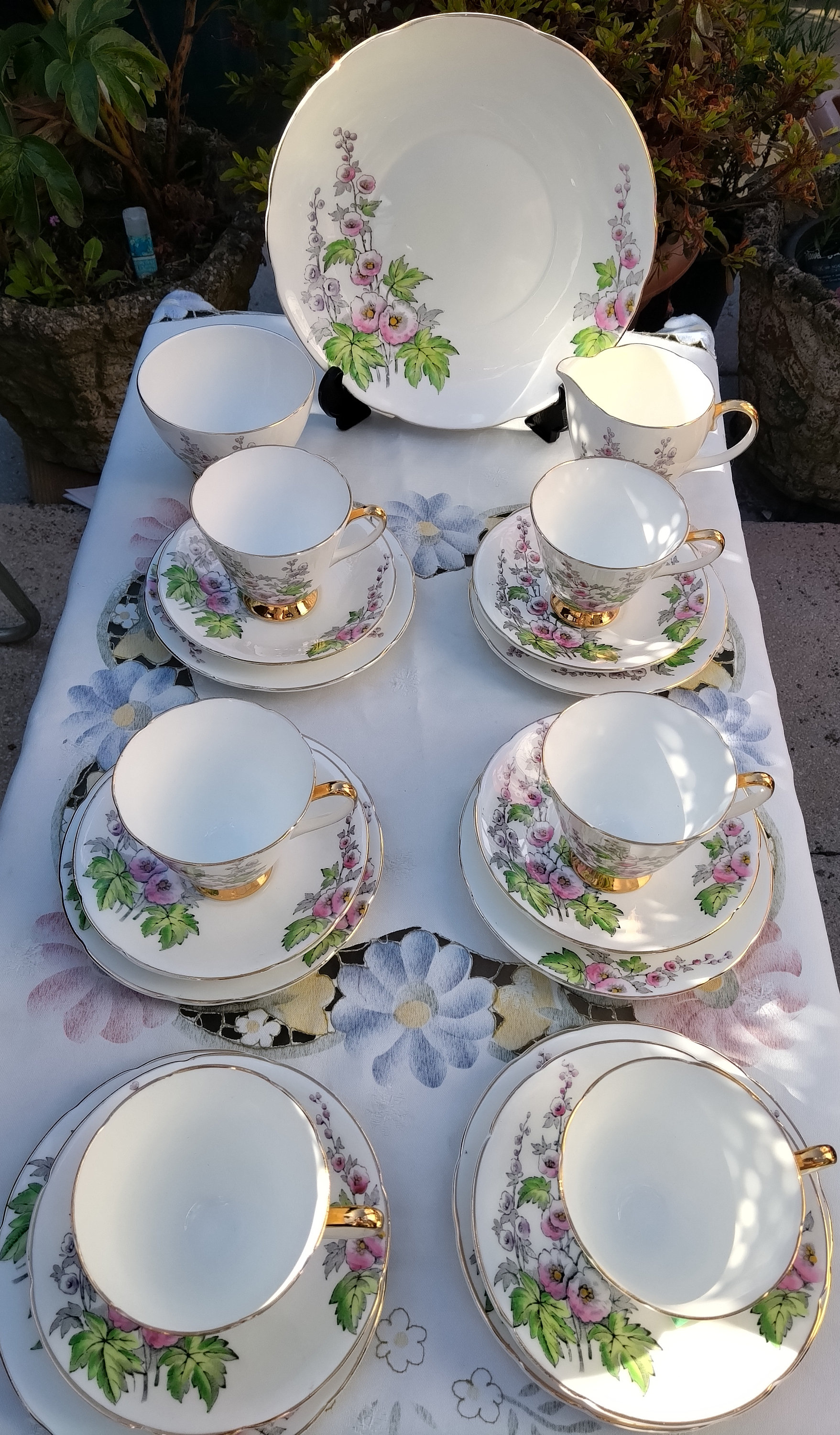 Art Deco 1930 Old Royal Holly Hocks Design 21 Piece Tea Set Perfect ...