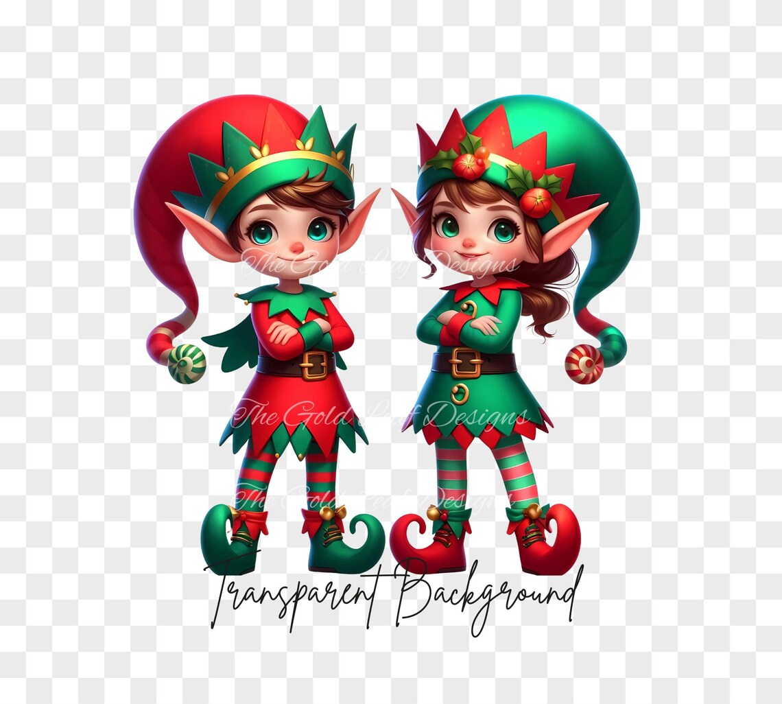 Christmas Elf Clipart: Boy and Girl Festive PNG (digital Download) - Etsy