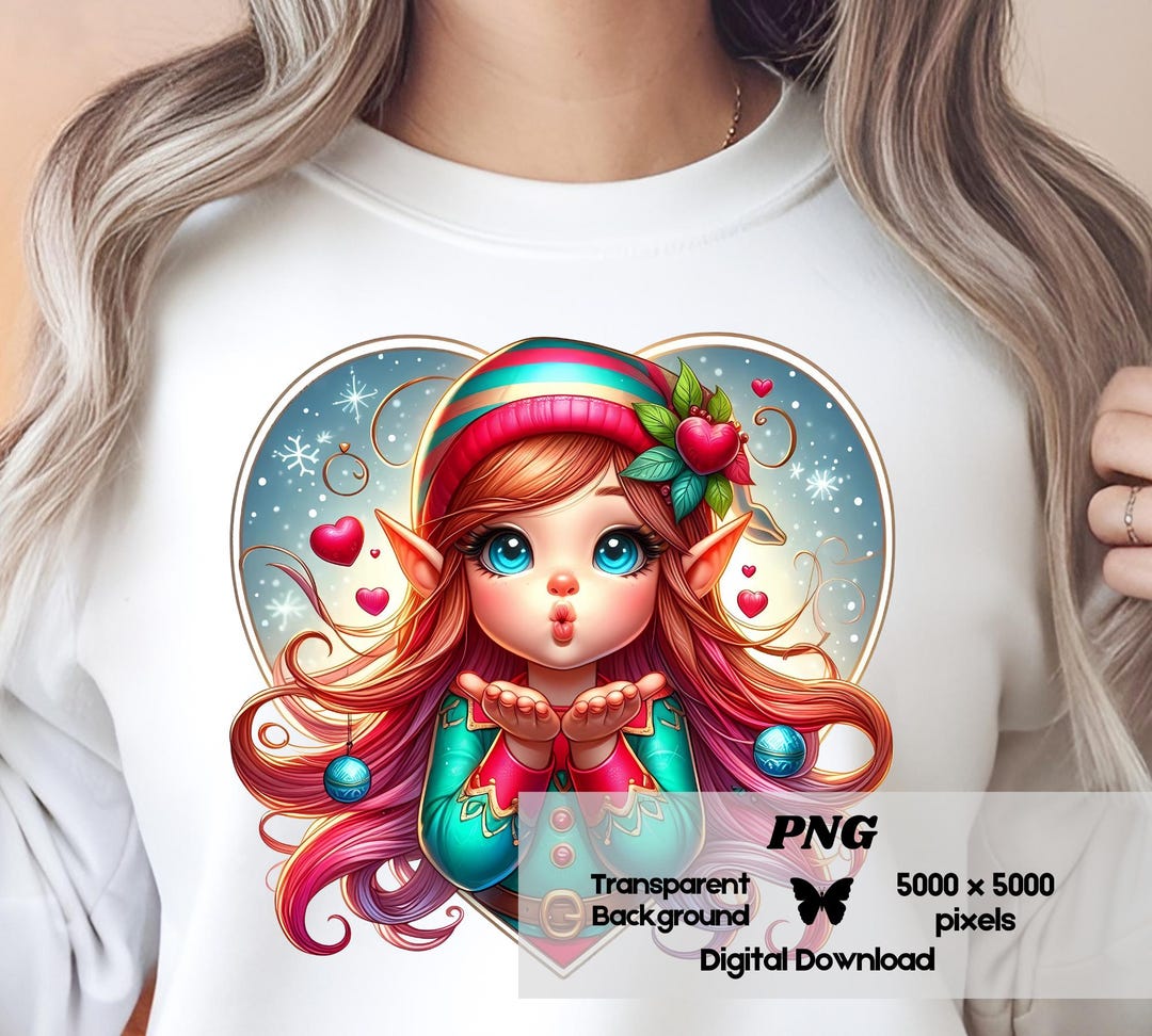 Cute Girl Elf, Elves Png, Elf Blowing Kiss, Rainbow Elf, Girl Elf ...