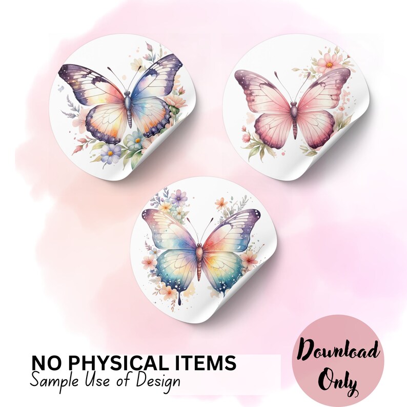 Watercolor Butterflies Clipart Bundle Stickers Clipart Watercolor ...